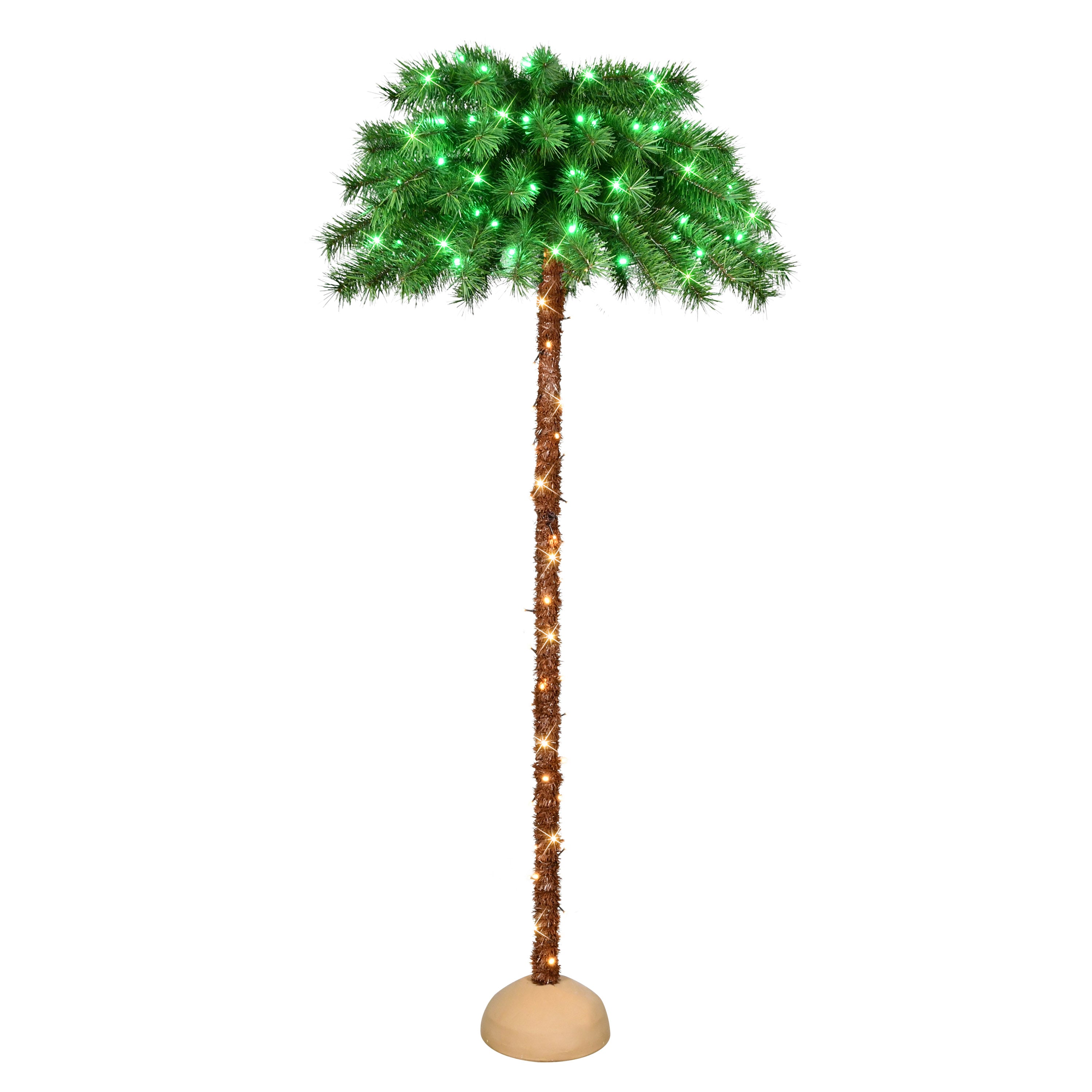 6' Pre-Lit Artificial Palm Tree with Green and Clear Lights – puleointl